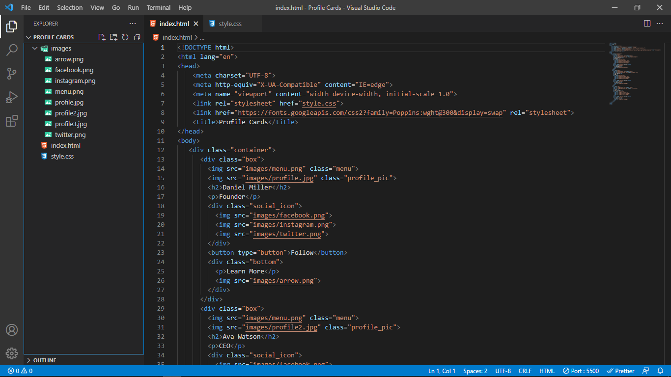 Source Code Of Profile Cards - Cosas Learning