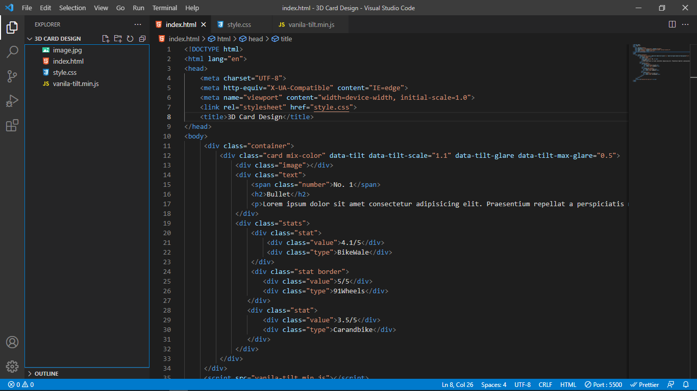 Source Code Of 3D Card Design - Cosas Learning