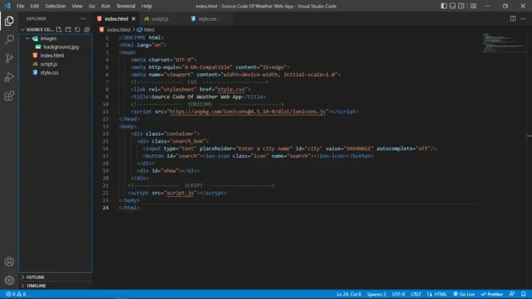Source Code Of Weather Web App - Cosas Learning
