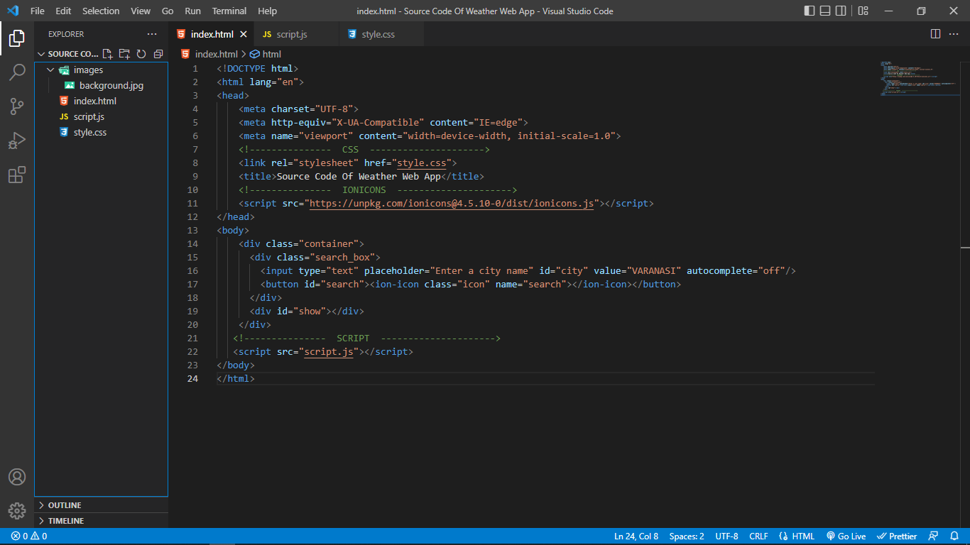Source Code Of Weather Web App - Cosas Learning