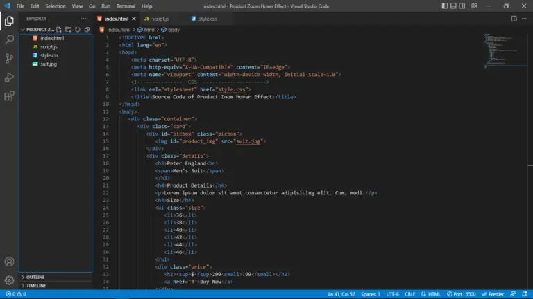 Source Code of Product Zoom Hover Effect - Cosas Learning