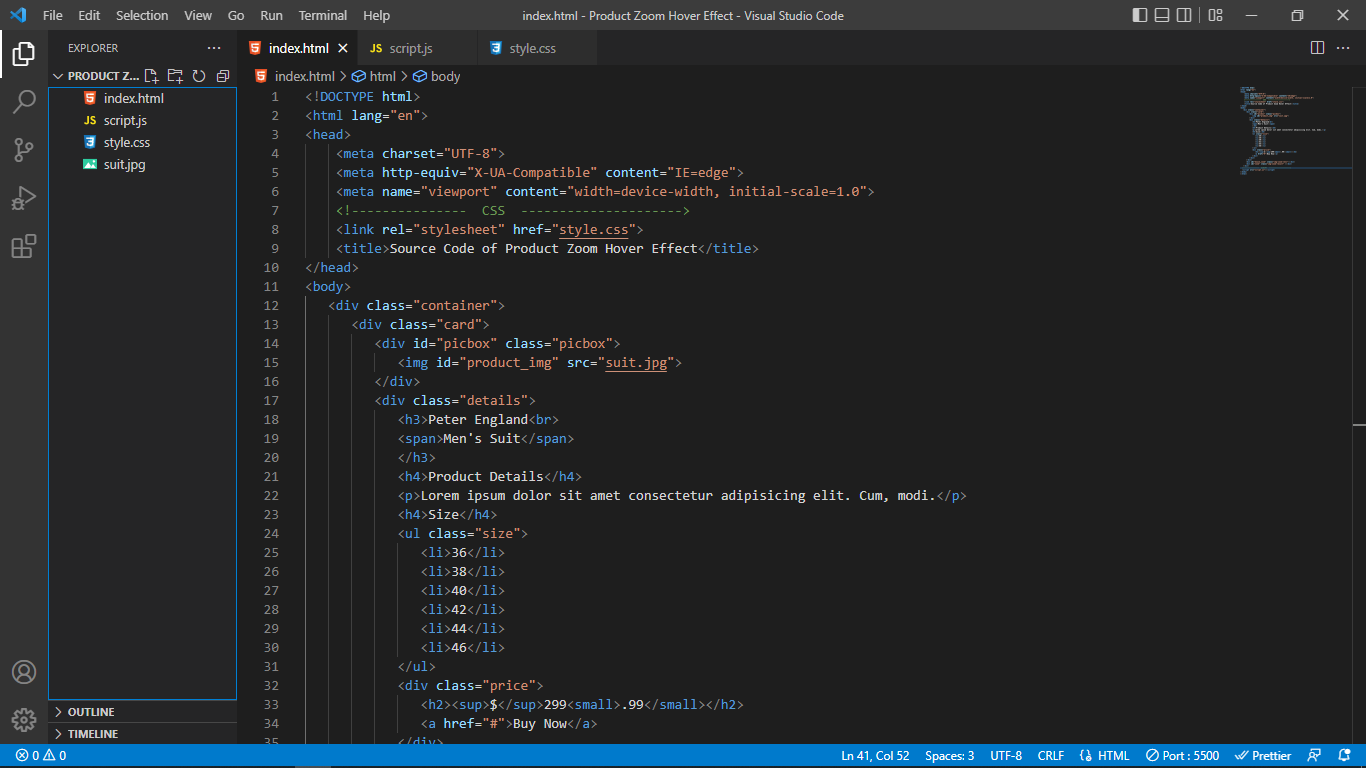 Source Code of Product Zoom Hover Effect - Cosas Learning