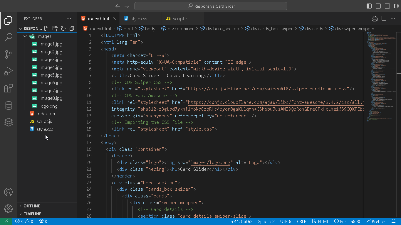 Source Code of Card Slider - Cosas Learning